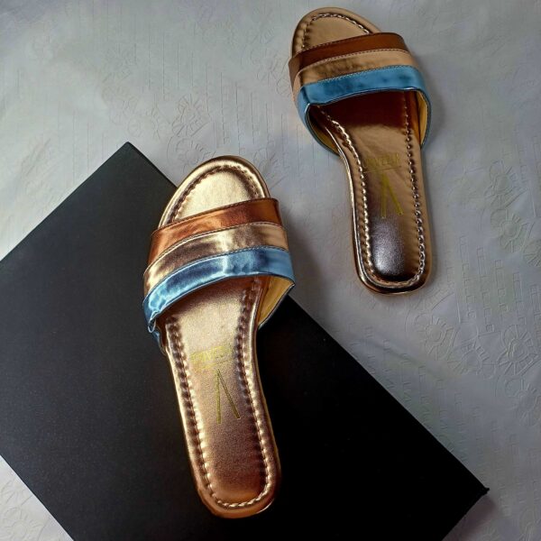 Tri-Color Metallic Slippers - suiteblanc